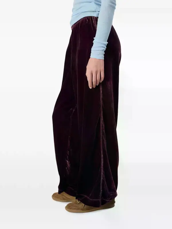 American Vintage Ankaz Velvet-finish Palazzo Pants - Purple