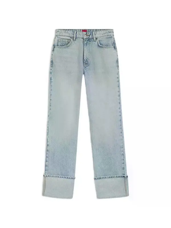 Hugo Straight-fit Jeans In Denim With Turn-ups