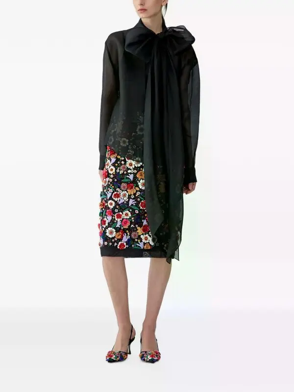 Carolina Herrera Bow-detail Organza Shirt - Black