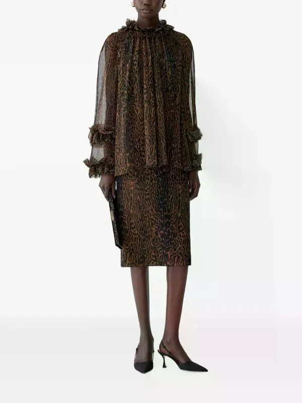 Carolina Herrera Leopard-print Silk Midi Skirt