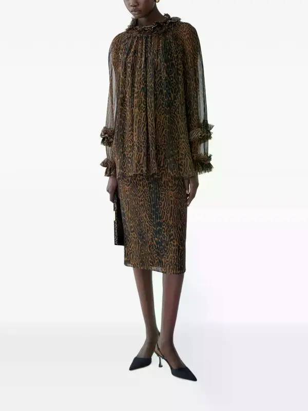Carolina Herrera Leopard-print Silk Midi Skirt