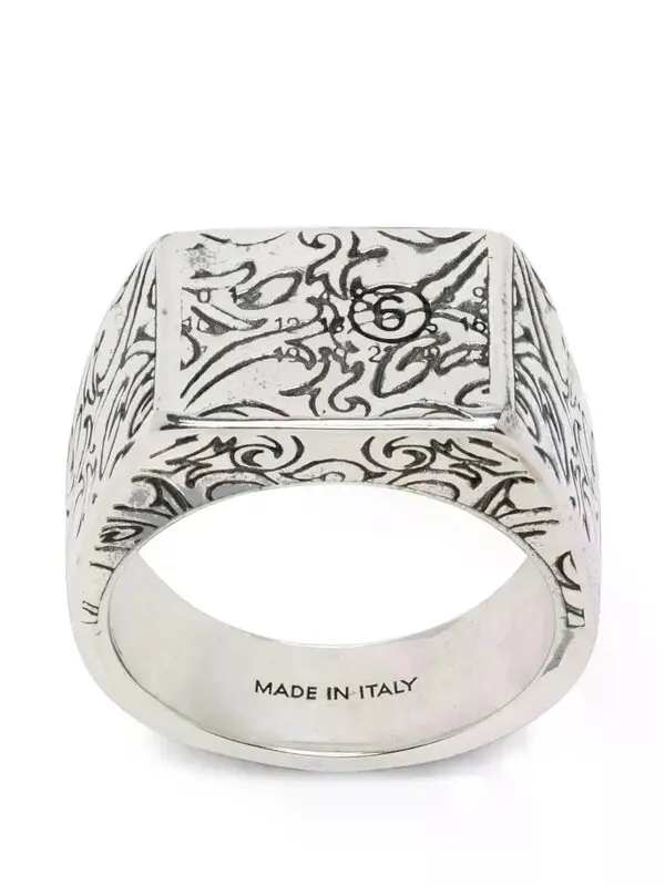 MAISON MARGIELA Eroded Floral-engraved Ring - Silver