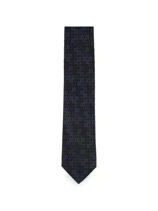 Giorgio Armani Logo-jacquard Tie - Blue