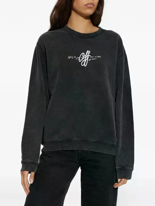 Off-White Cotton Logo Print Sweatshirt