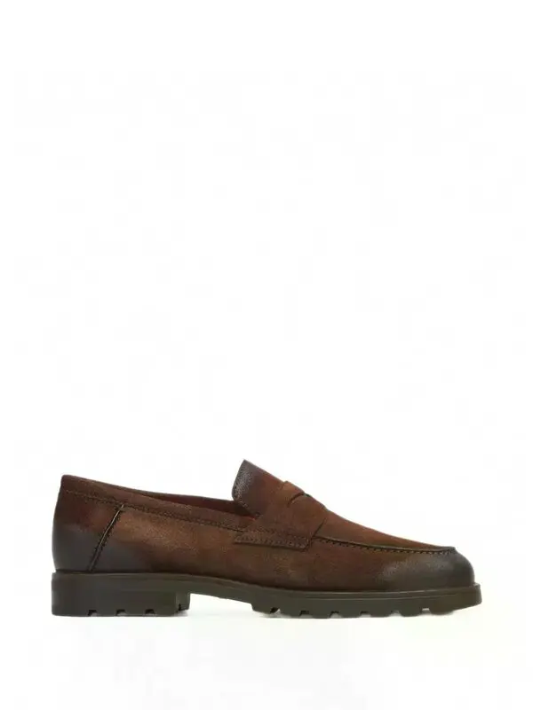 Santoni Suede Penny Loafers - Brown