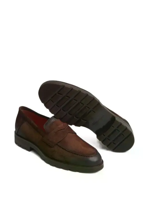 Santoni Suede Penny Loafers