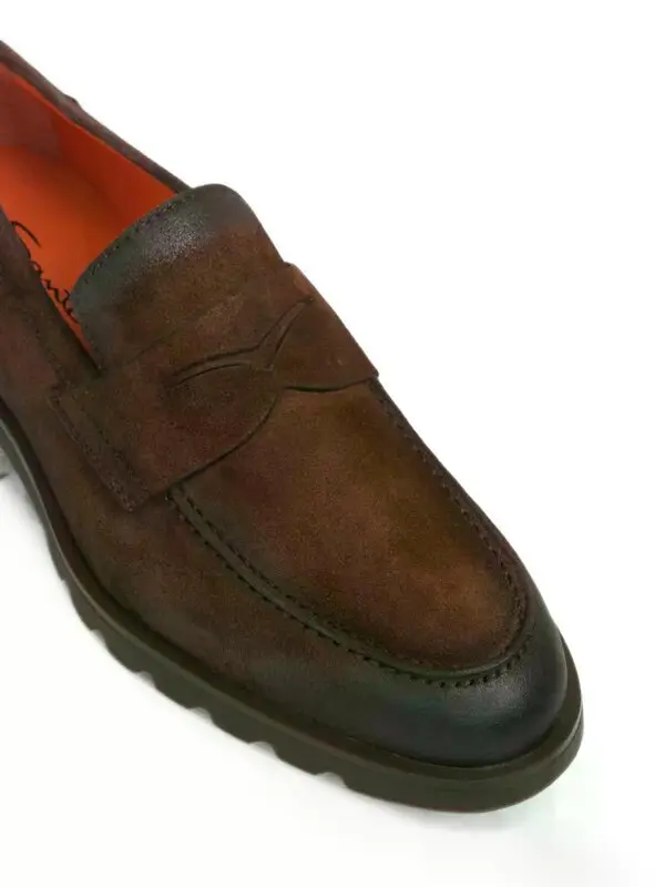 Santoni Suede Penny Loafers
