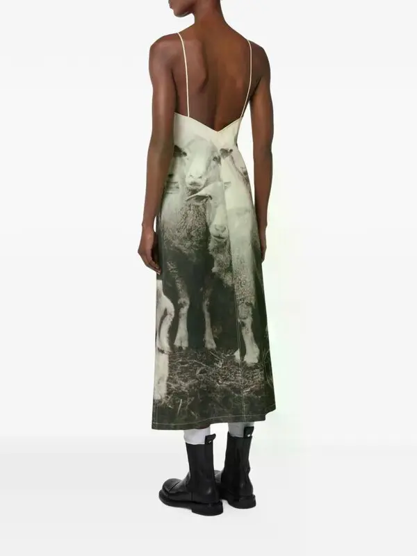 Moschino Printed Cotton Gabardine Strappy Dress