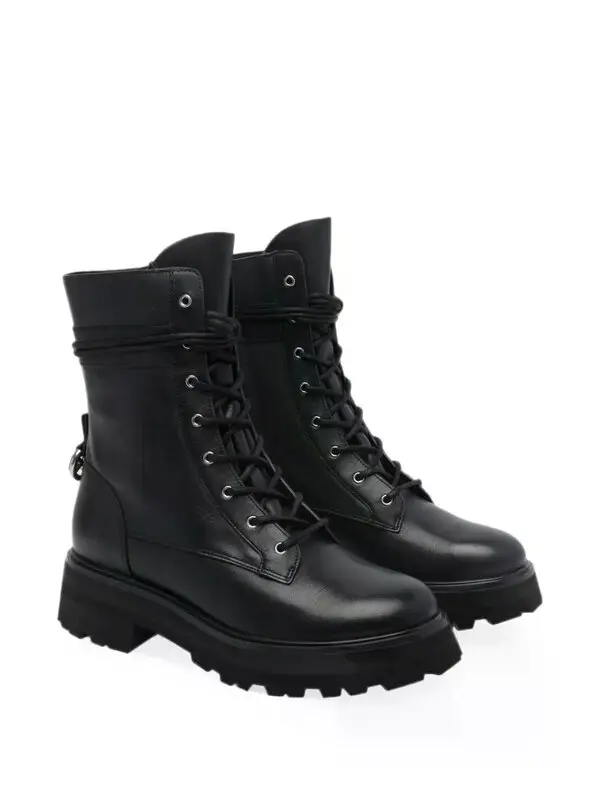 Michael Kors Caleb Leather Combat Boot - Black