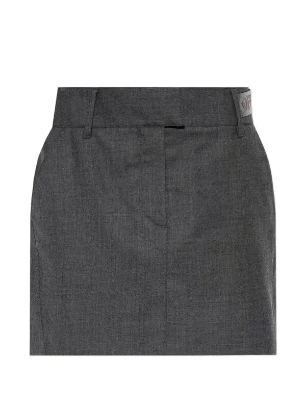 Off-White Industrial Logo-patch Pleated Mini Skirt - Grey