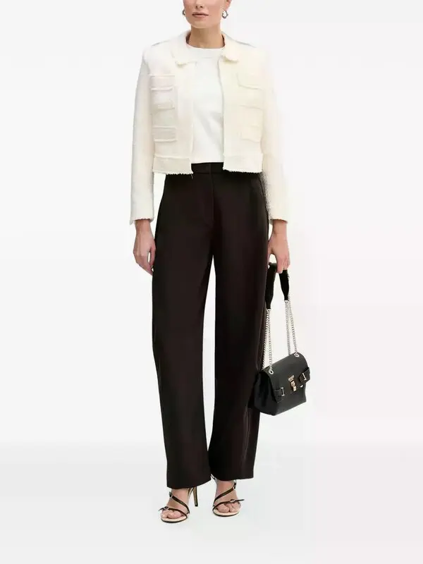 MORGAN Ivory Bouclé Texture Frayed-edge Jacket