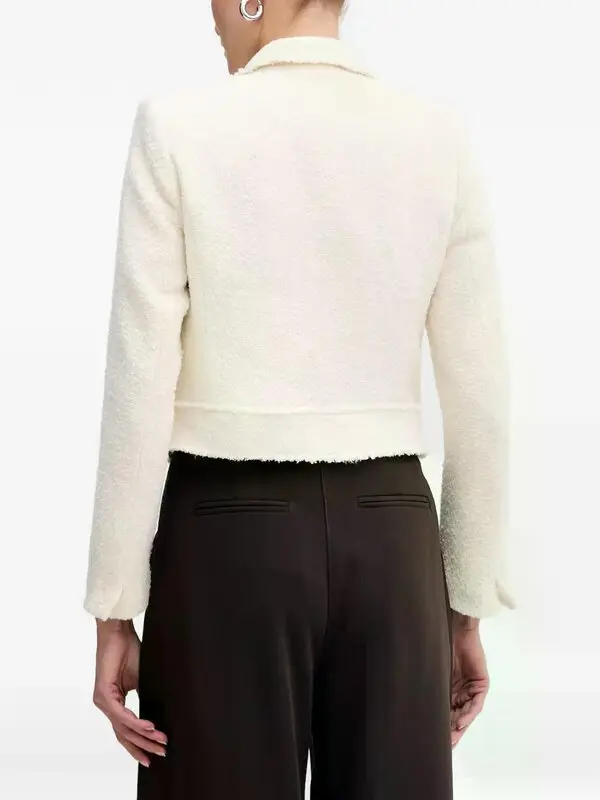 MORGAN Ivory Bouclé Texture Frayed-edge Jacket