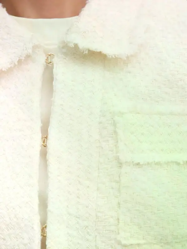 MORGAN Ivory Bouclé Texture Frayed-edge Jacket