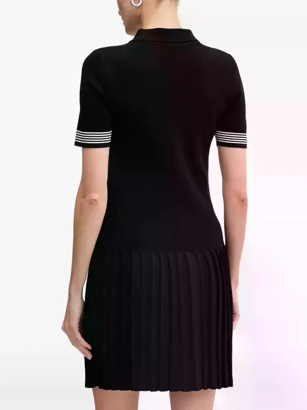 MORGAN Pleated Skirt Polo Mini Dress With Striped Accents
