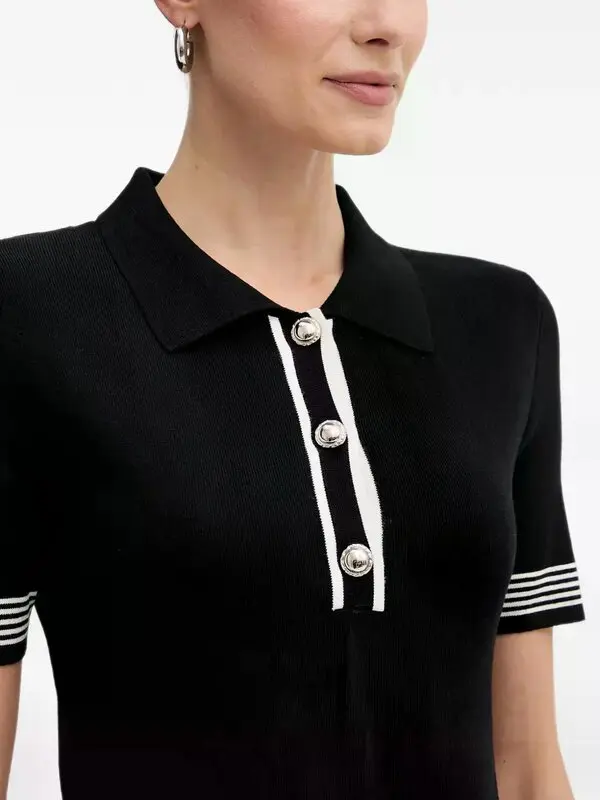 MORGAN Pleated Skirt Polo Mini Dress With Striped Accents