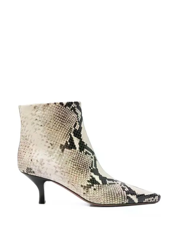 Paris Texas Rose Snake-effect Leather Ankle Boots - Neutrals