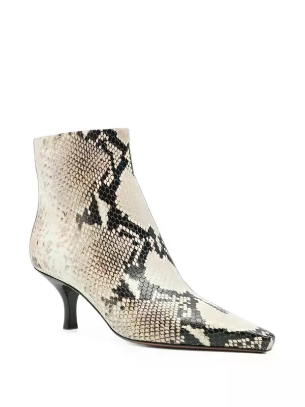 Paris Texas Rose Snake-effect Leather Ankle Boots