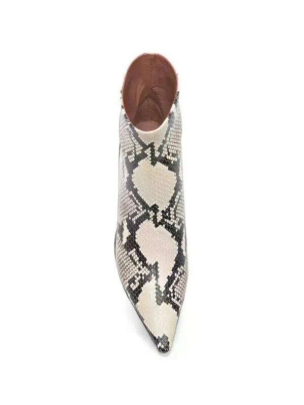 Paris Texas Rose Snake-effect Leather Ankle Boots
