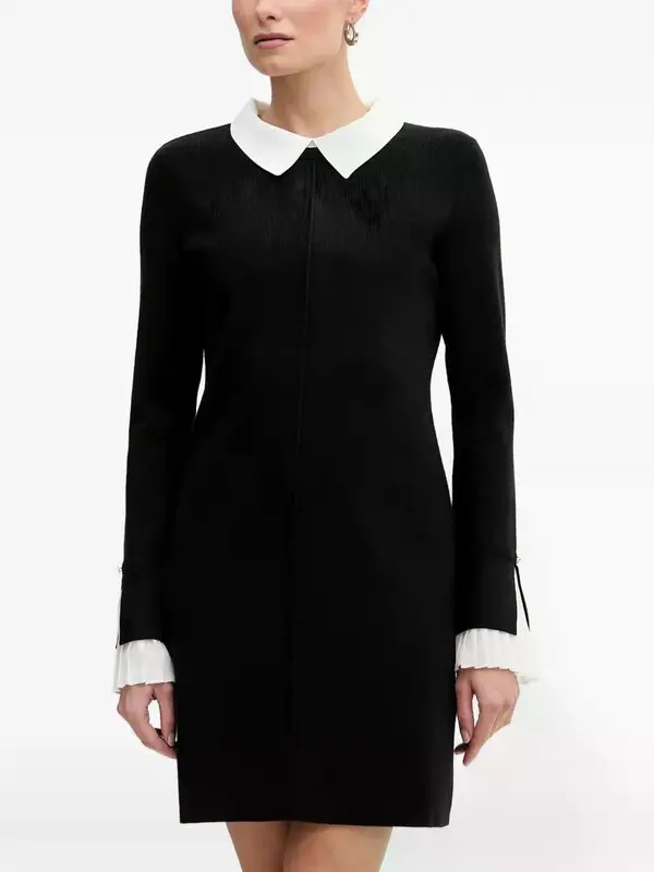 MORGAN Pleated Cuff Collared Mini Dress