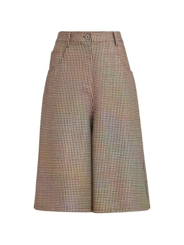 Brunello Cucinelli Monili Houndstooth Wool Shorts - Brown