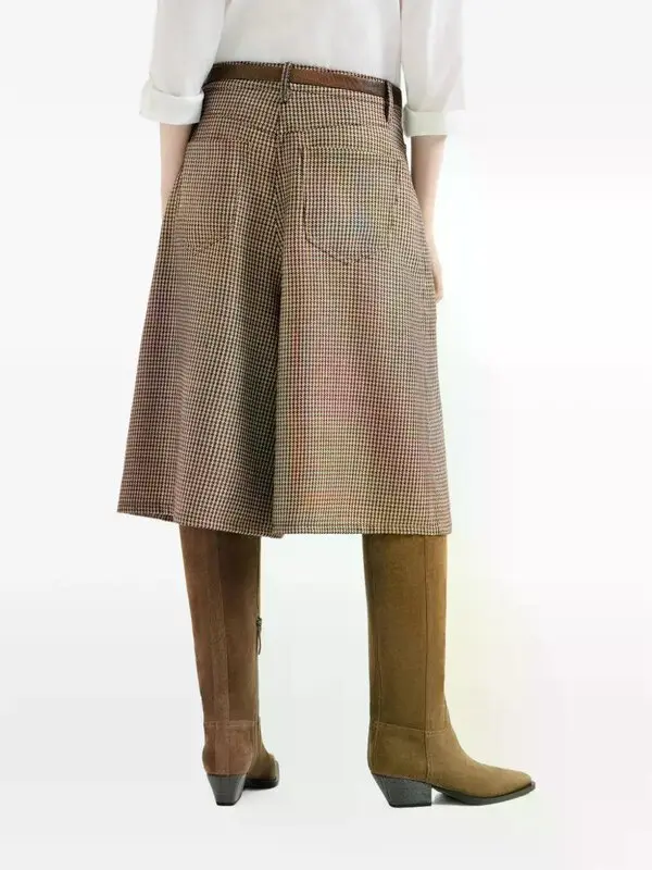 Brunello Cucinelli Monili Houndstooth Wool Shorts - Brown