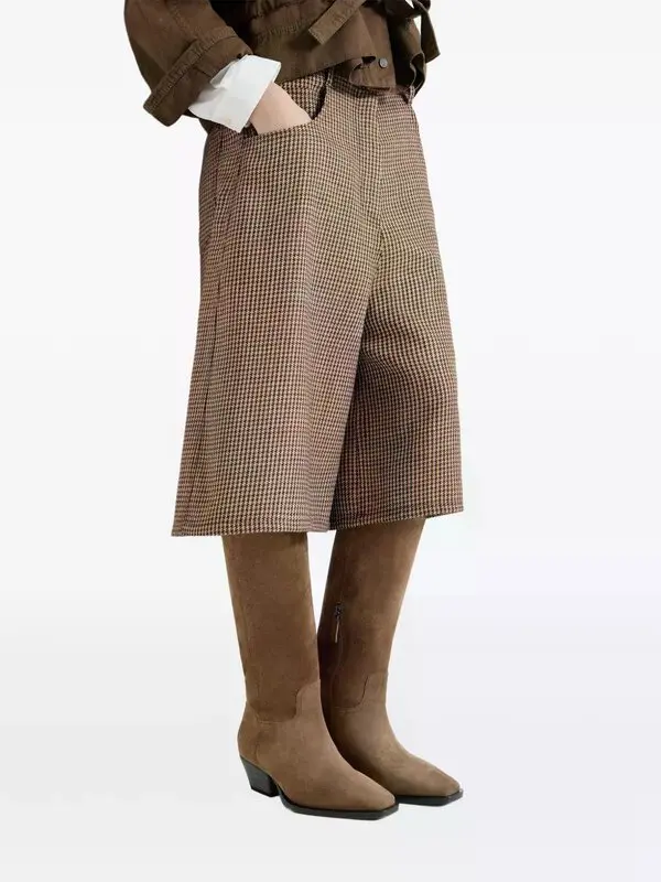 Brunello Cucinelli Monili Houndstooth Wool Shorts - Brown