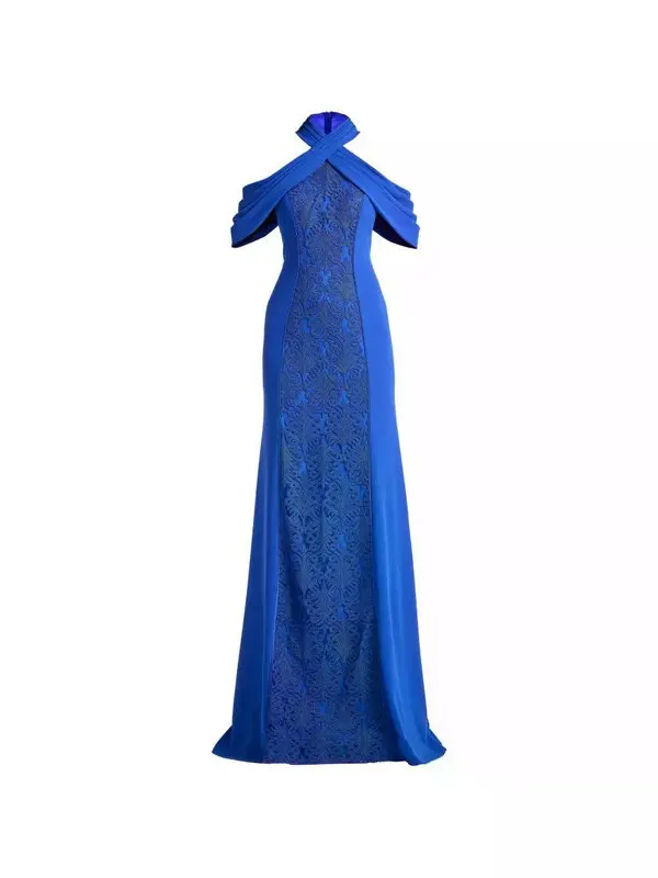Tadashi Shoji Lace-panelled Cold-shoulder Maxi Dress