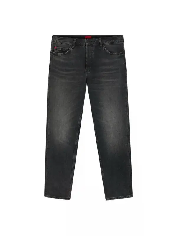 Hugo Tapered-fit Jeans In Black Stretch Denim