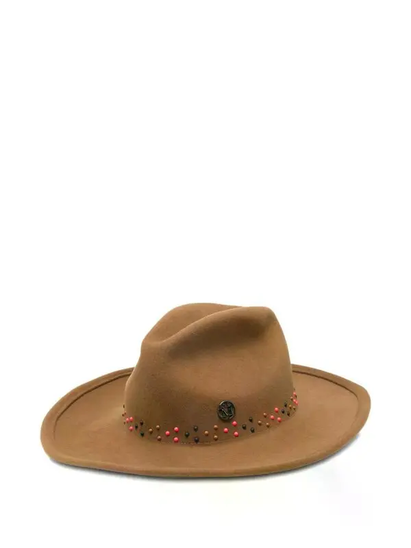MAISON MICHEL Beaded Felt Hat - Brown