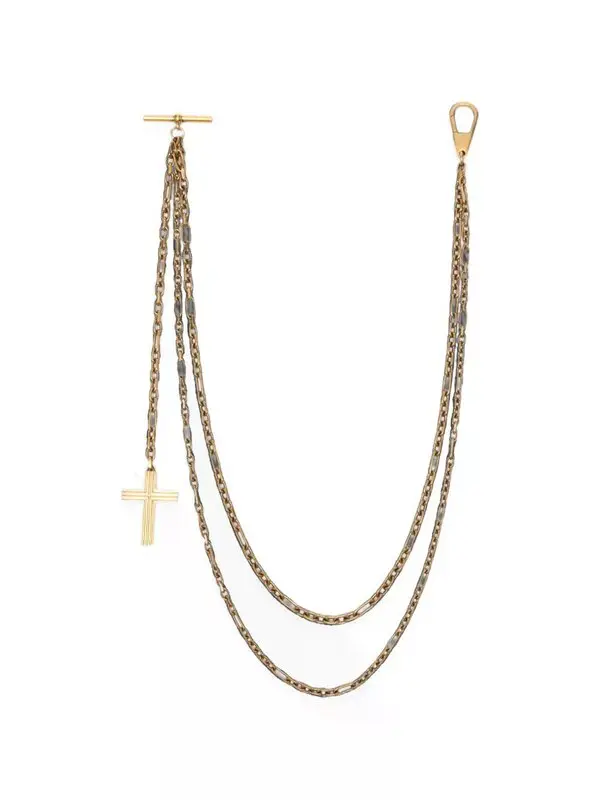 Khaite Cross-pendant Layered-chain Keyring - Gold