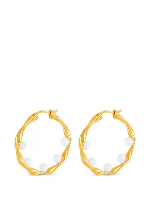 DOWER & HALL Waterfall Baroque Pearl Hoop Earrings - Gold