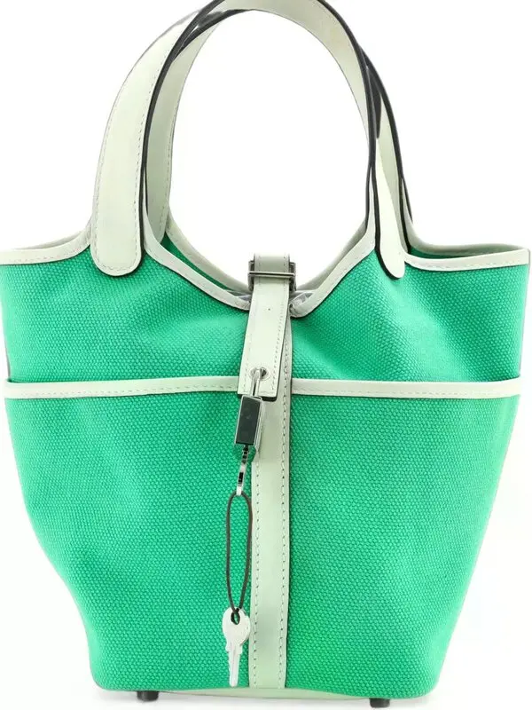 Hermès Cargo Picotin Lock Bag Canvas And Swift Pm Bucket Bag