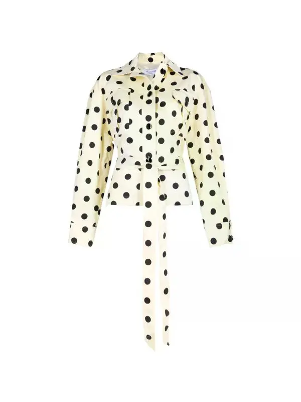 FRANCOISE PINTON - PARIS Off-white Polka Dot Belted Jacket - Neutrals