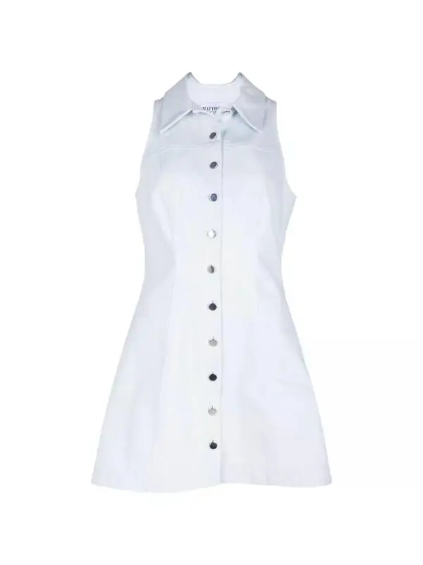 Matthew Bruch Button-up Sleeveless Mini Dress