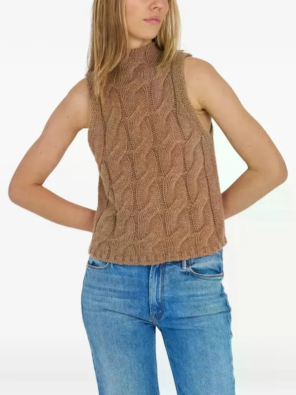 ARCHER CASHMERE Lennon Cable-knit Sleeveless Sweater