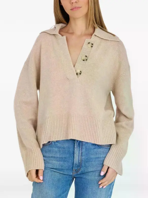ARCHER CASHMERE Finley Button-detail Collar Sweater