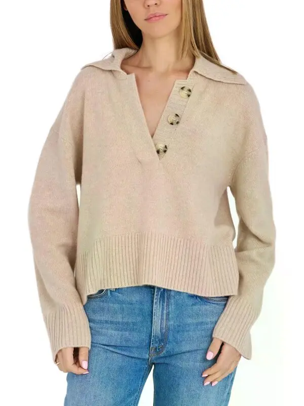 ARCHER CASHMERE Finley Button-detail Collar Sweater