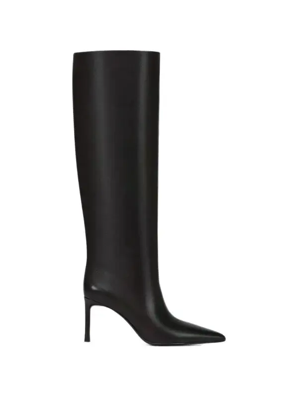 POTAMY Point-toe Leather Knee-high Boots