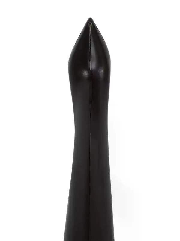 POTAMY Point-toe Leather Knee-high Boots