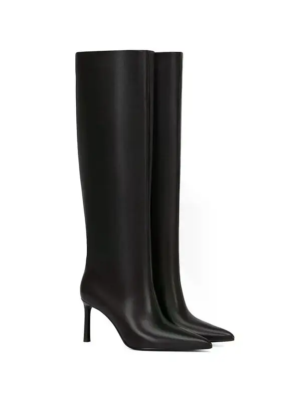 POTAMY Point-toe Leather Knee-high Boots - Brown