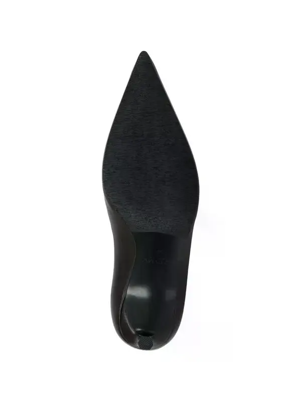 POTAMY Point-toe Leather Knee-high Boots