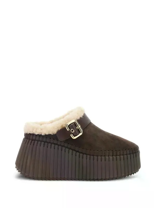 Chloé Wedge Mules - Brown