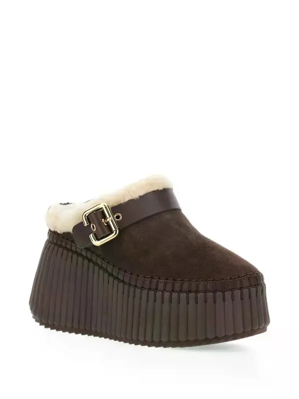 Chloé Wedge Mules - Brown