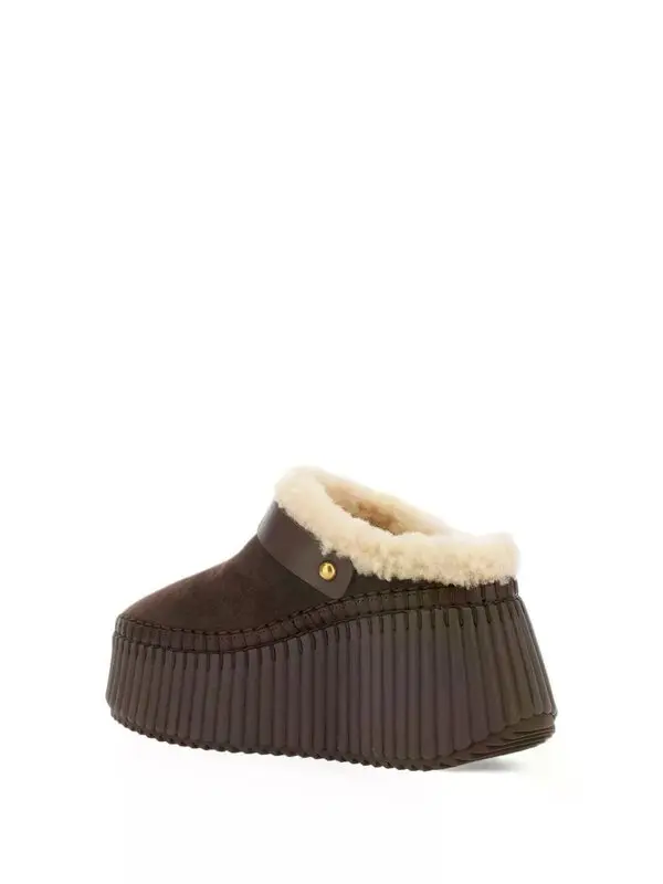 Chloé Wedge Mules - Brown