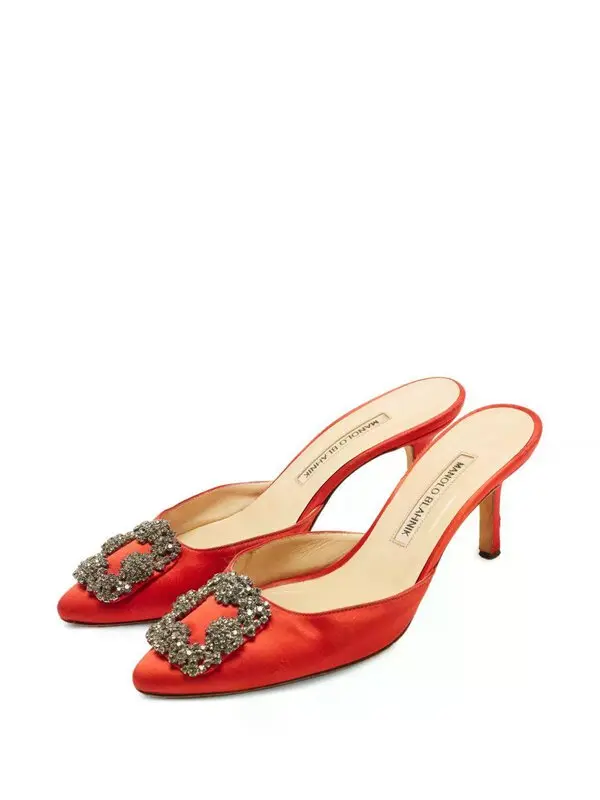 Manolo Blahnik Hangisimu Crystal-embellished Mules - Red