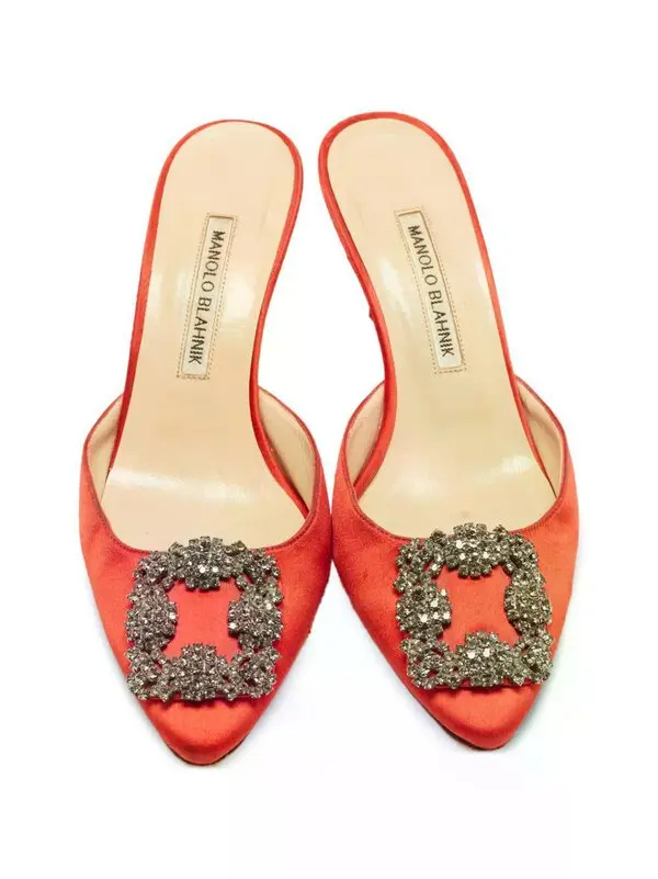 Manolo Blahnik Hangisimu Crystal-embellished Mules - Red
