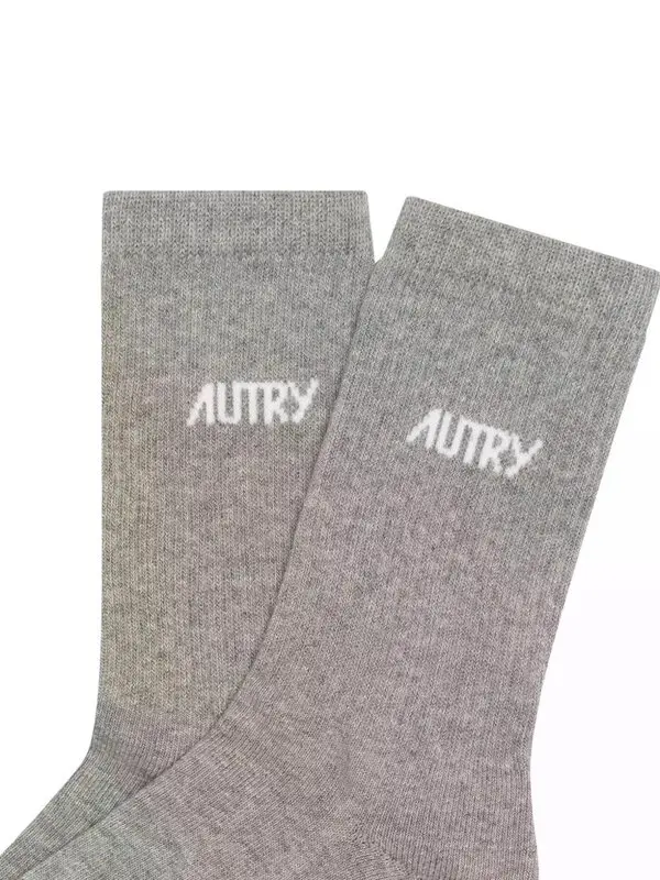 AUTRY Logo Intarsia Star Print Crew Socks - Grey
