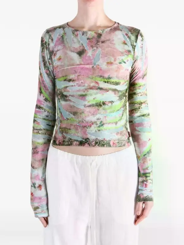 DIESEL® Alia Distressed Floral Print Long Sleeve Top