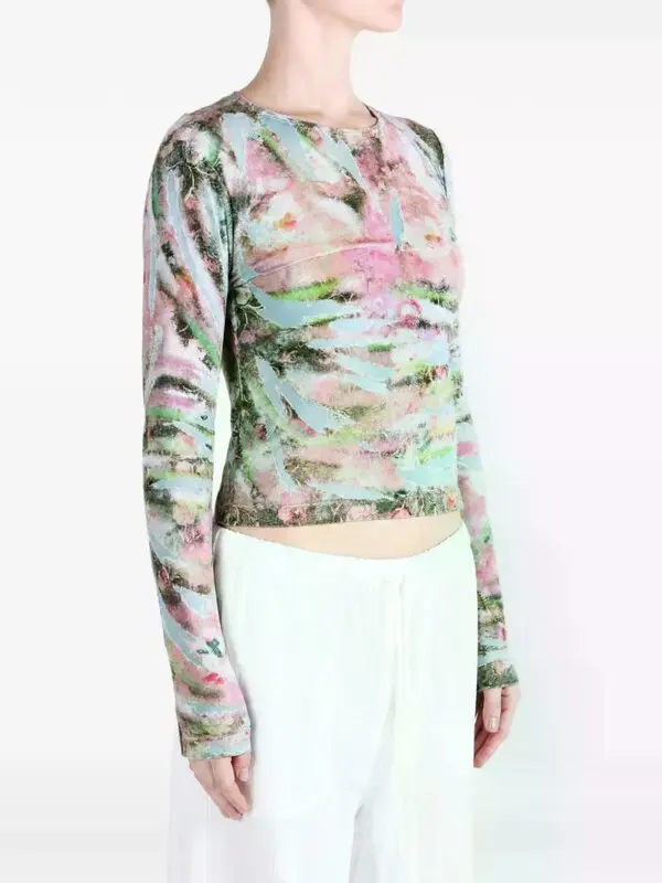 DIESEL® Alia Distressed Floral Print Long Sleeve Top