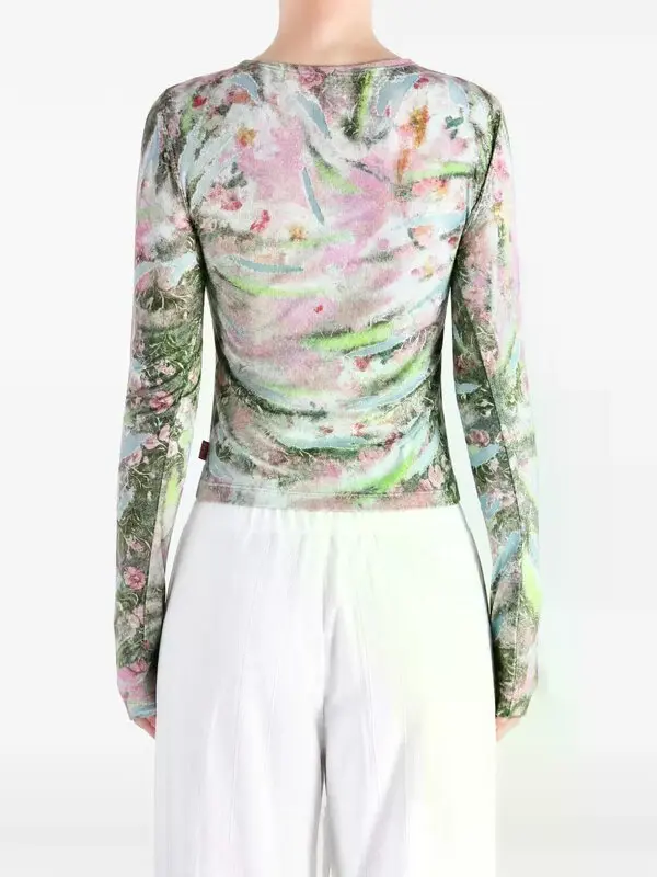 DIESEL® Alia Distressed Floral Print Long Sleeve Top